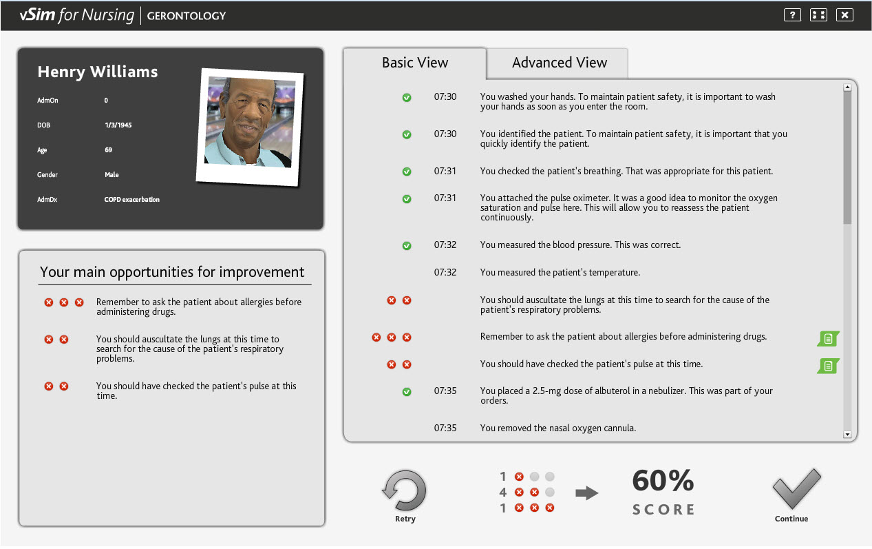 vSim® for Nursing Gerontology | Virtual Nursing Simulation